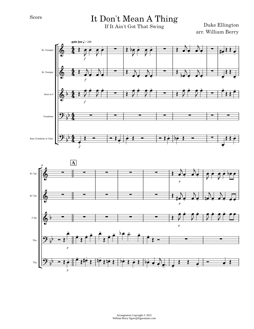 It Don't Mean A Thing - Duke Ellington/arr. William Berry Sheet Music ...