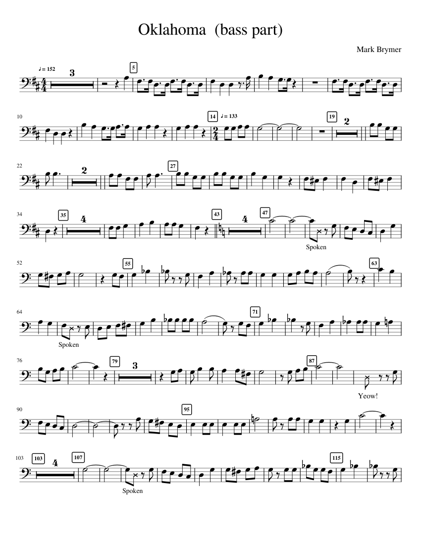 Oklahoma bass part Sheet music for Piano (Solo) Easy | Musescore.com