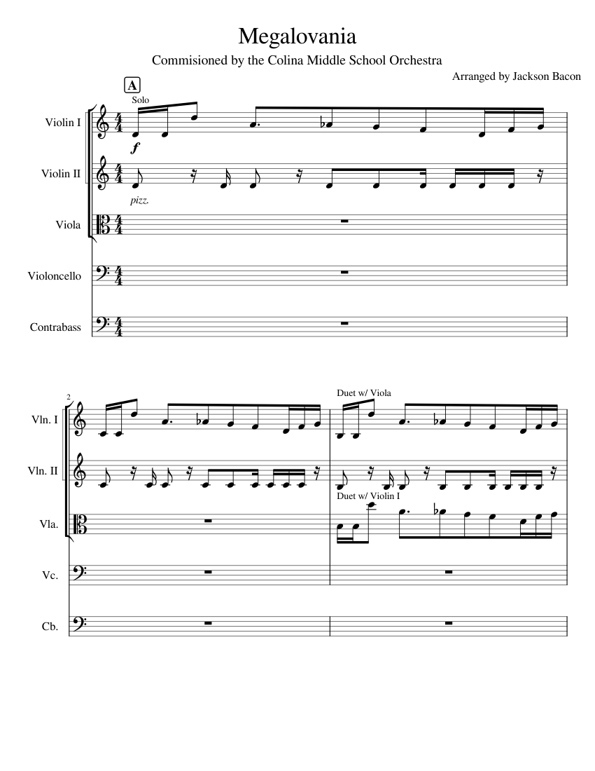 Megalovania for Orchestra Sheet music for Contrabass, Violin, Viola ...