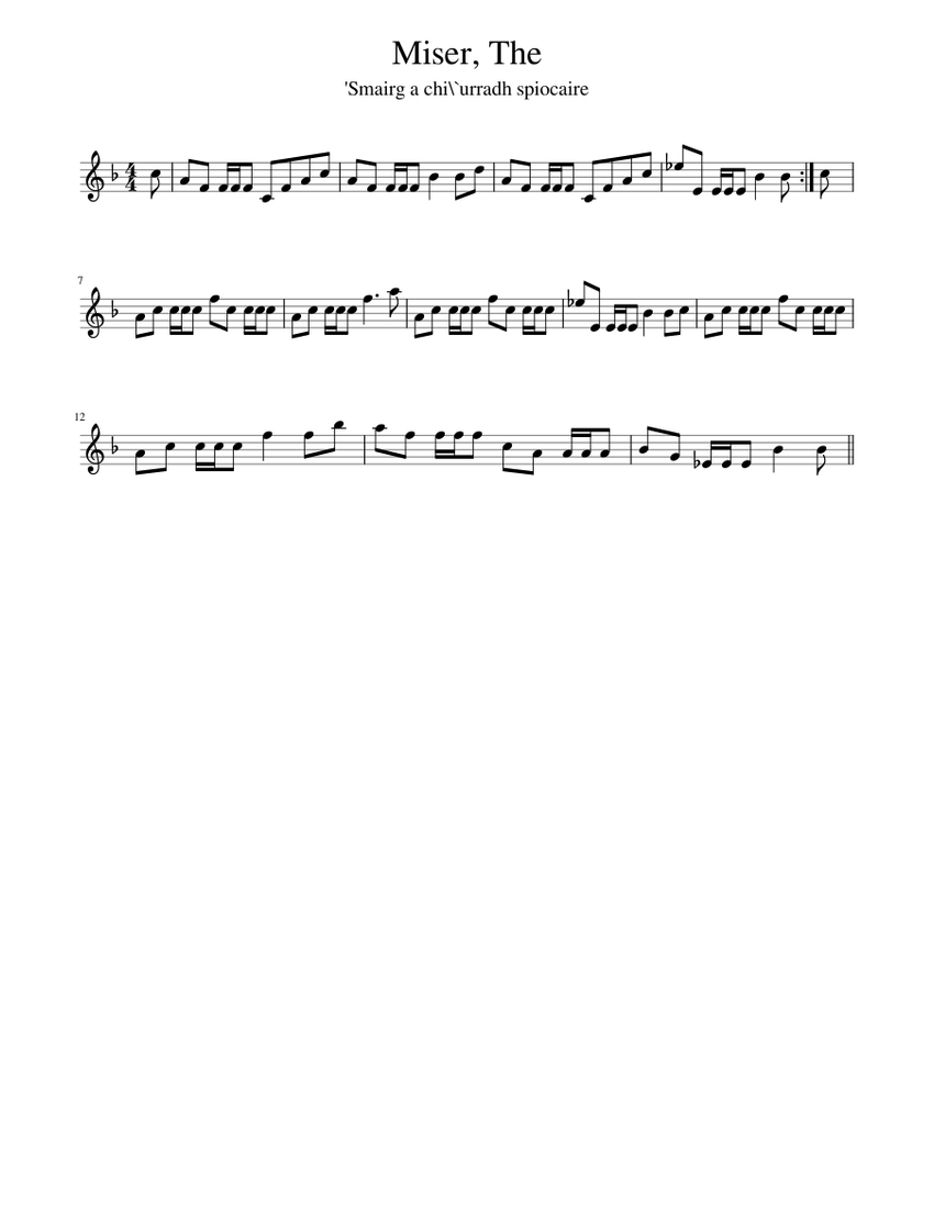 The Miser Sheet music for Piano (Solo) Easy | Musescore.com