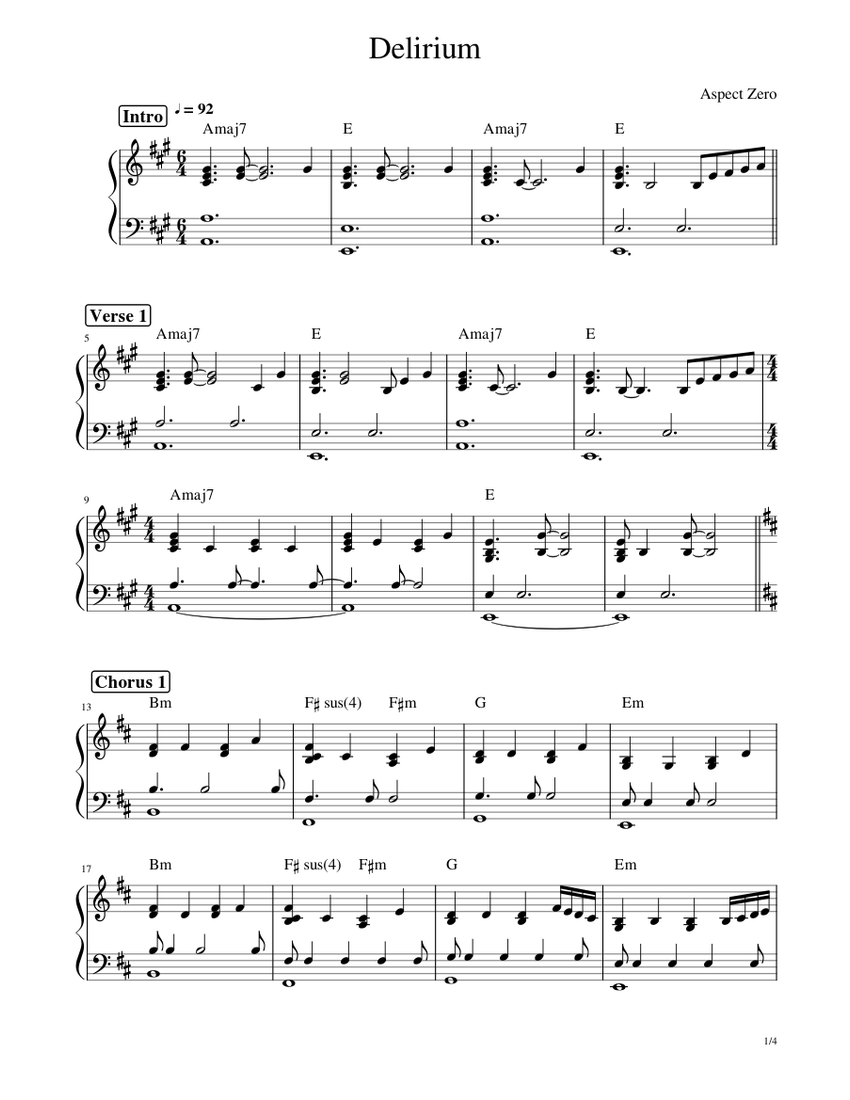 Delirium Sheet Music with Chords for Piano (Solo) | MuseScore.com