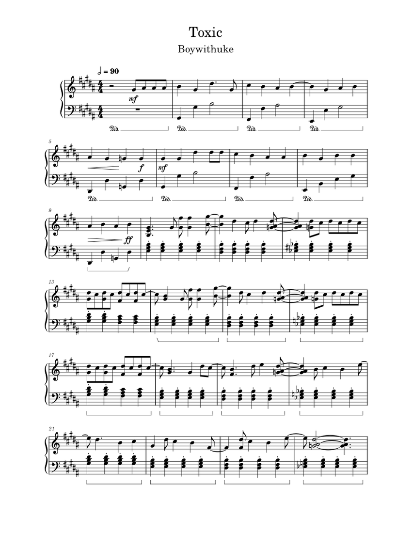Toxic - Boywithuke Sheet Music for Piano (Solo) | MuseScore.com