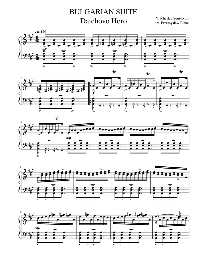 BULGARIAN SUITE Part 1 Sheet Music for Piano (Solo) | MuseScore.com
