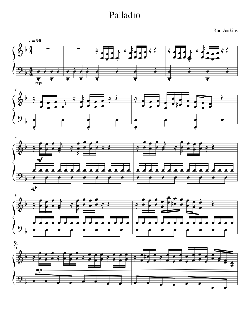 Palladio Sheet Music for Piano (Solo) | MuseScore.com