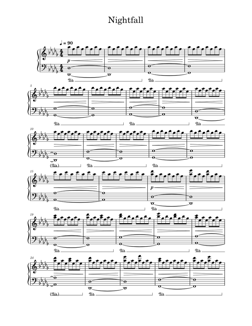 Nightfall Sheet music for Piano (Solo) Easy | Musescore.com