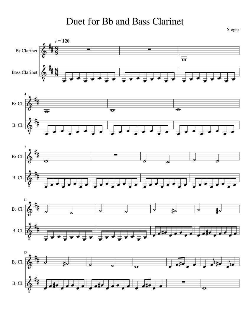 Duet_for_Bb_and_Bass_Clarinet Sheet music for Clarinet in b-flat ...