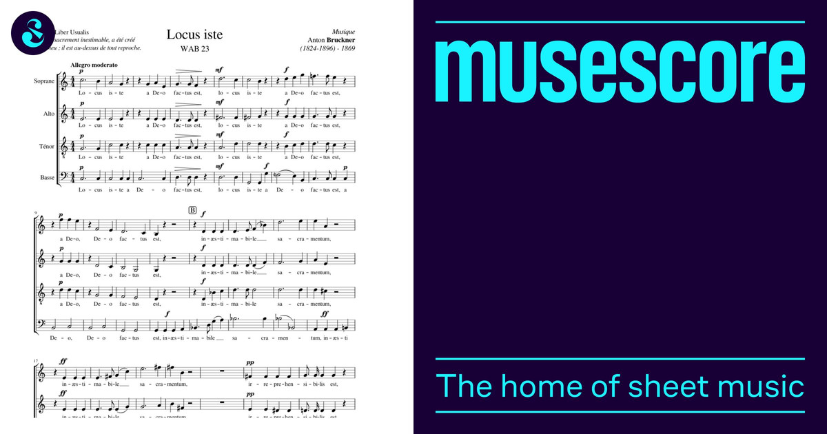 Locus iste - Bruckner Sheet Music for Soprano, Alto, Tenor, Bass voice ...