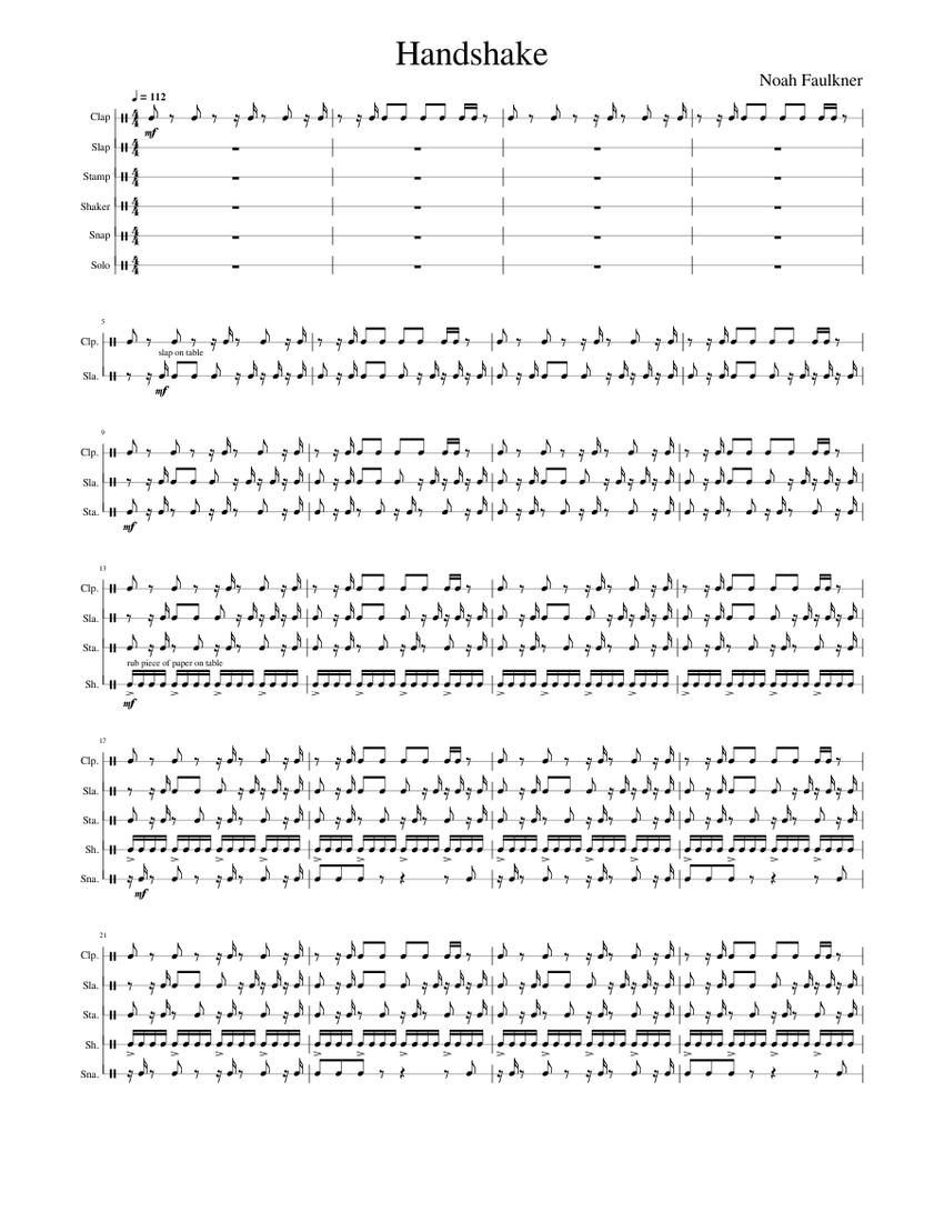 Handshake - A Short Piece for Body and Household Percussion | Noah ...