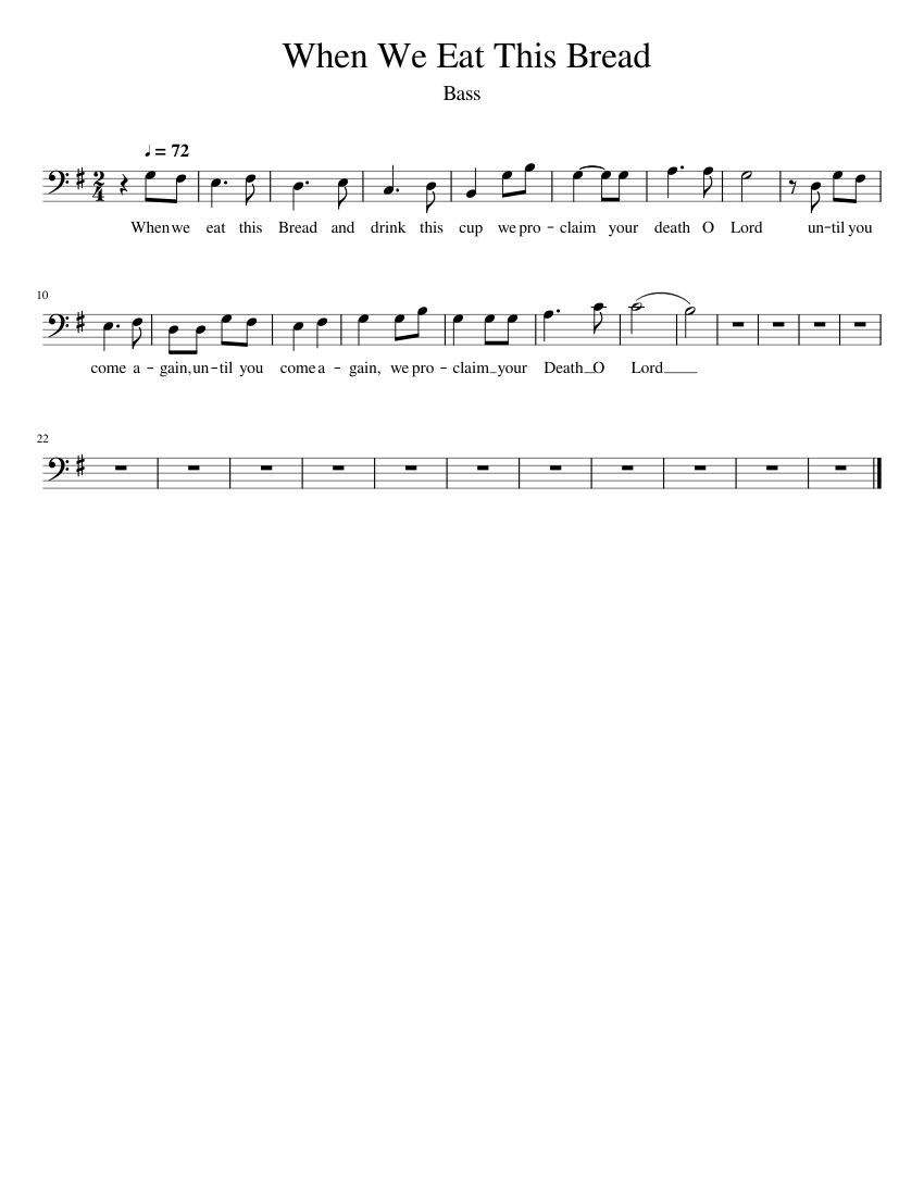 When We Eat This Bread Sheet Music for Piano (Solo) easy | MuseScore.com