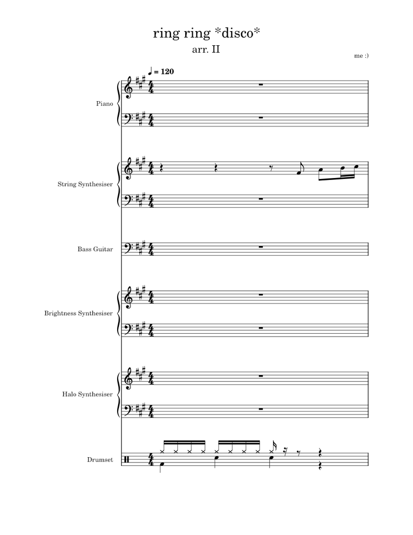 Ring ring – ABBA ring ring disco Sheet music for Piano, Bass guitar ...