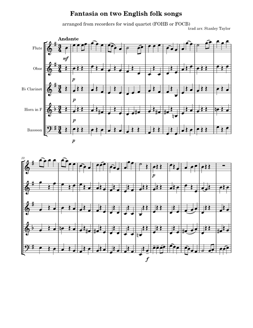 Fantasia on two English folk songs – Stanley Taylor Sheet music for ...