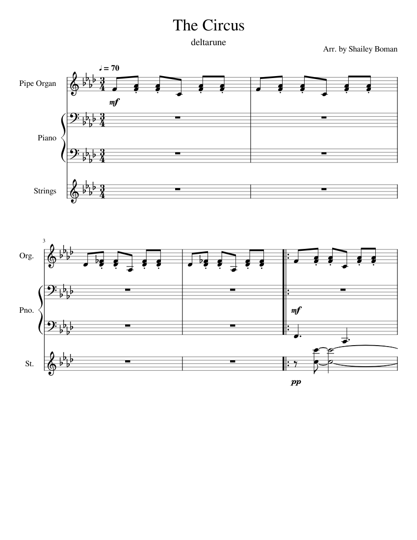 The Circus Sheet Music for Piano, Organ, Strings group (Mixed Trio ...