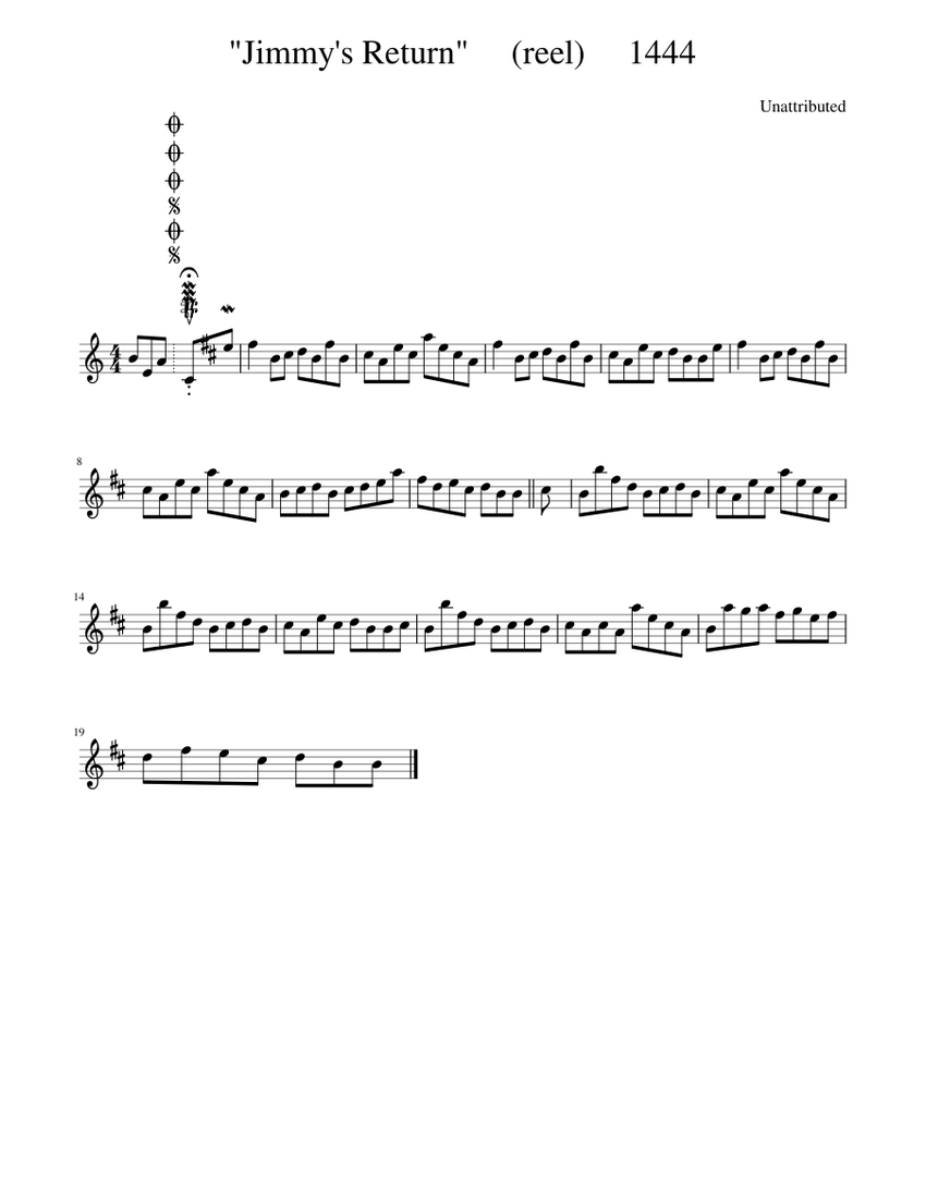 "Jimmy's Return" (reel) 1444 Sheet music for Piano (Solo) | Musescore.com