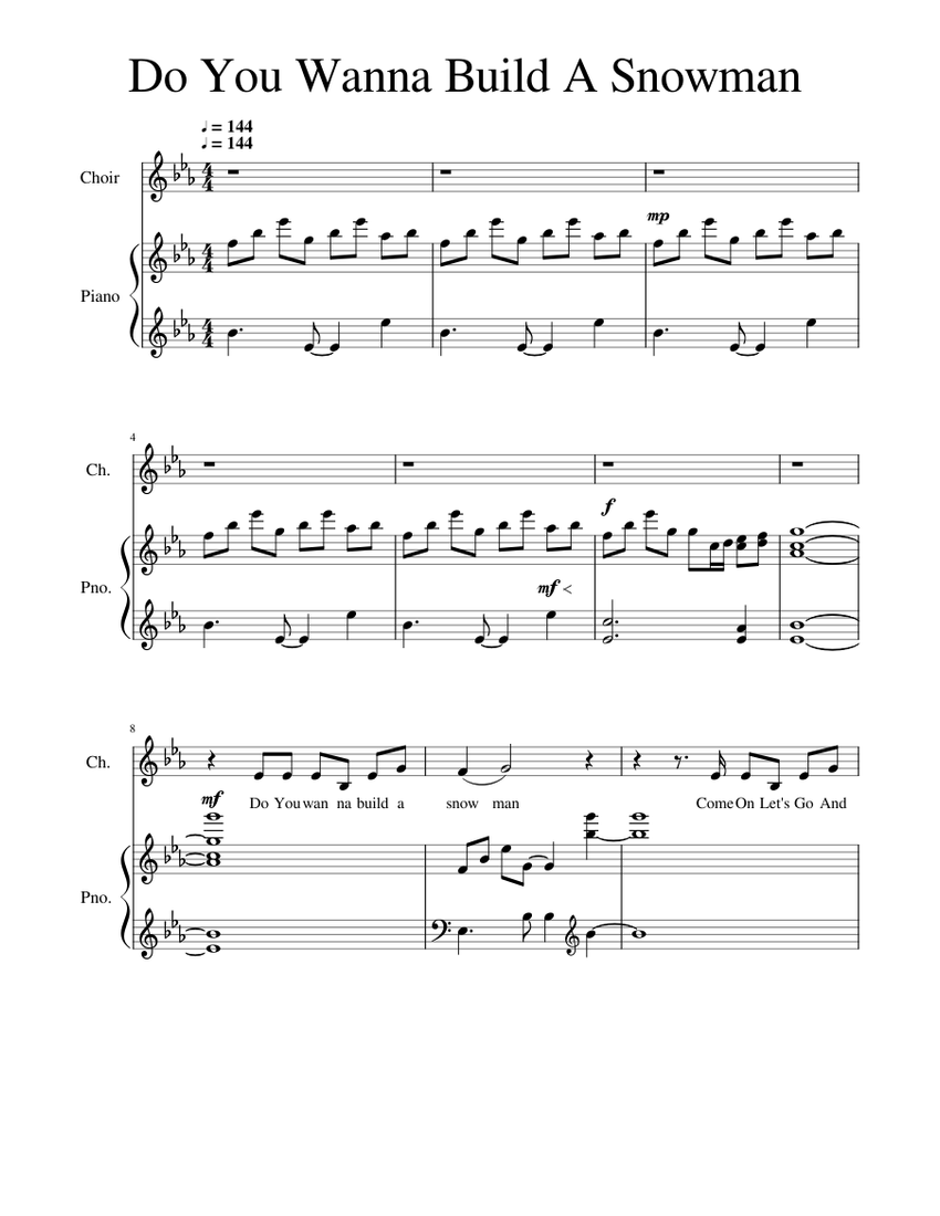 Do You Wanna Build A Snowman Sheet Music for Piano (Solo) | MuseScore.com