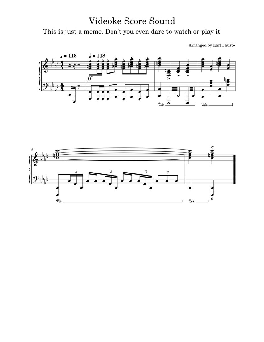 Videoke Score Sound Meme Sheet music for Piano (Solo) | Musescore.com