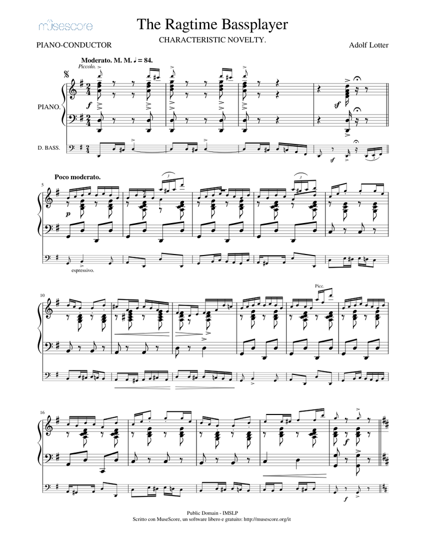 The Ragtime Bassplayer Sheet music for Piano, Bassoon (Chamber ...