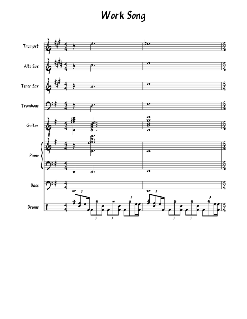 Work Song Sheet music for Piano, Trombone, Saxophone alto, Saxophone ...