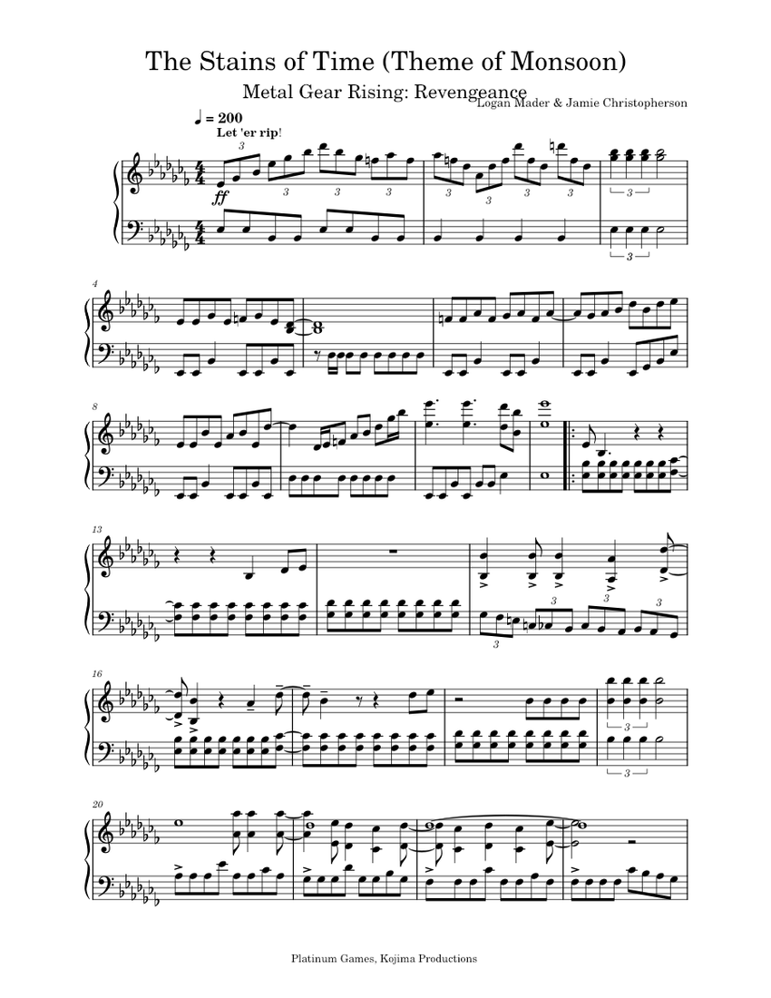 The Stains of Time - Metal Gear Rising: Revengeance Sheet music for ...