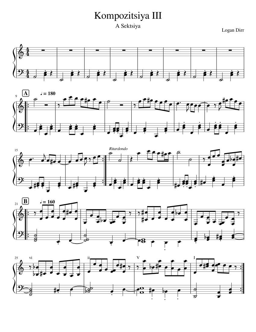 Composition III Sheet music for Piano (Solo) | Musescore.com