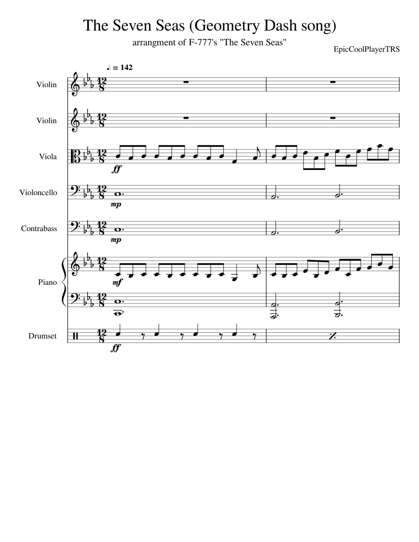The_Seven_Seas_(Geometry_Dash_song) Sheet music for Piano, Contrabass ...