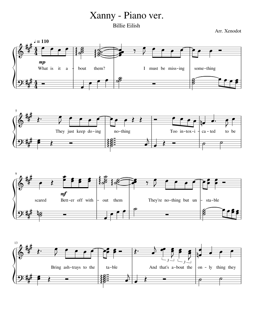 Xanny_-_Piano_ver. Sheet Music for Piano (Solo) | MuseScore.com