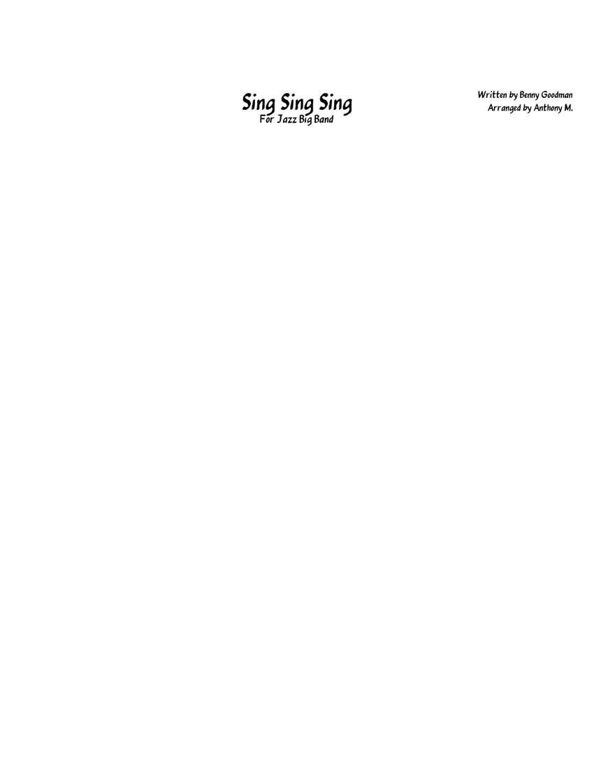 Sing Sing Sing Sheet music for Piano, Trombone, Flute, Clarinet in b ...