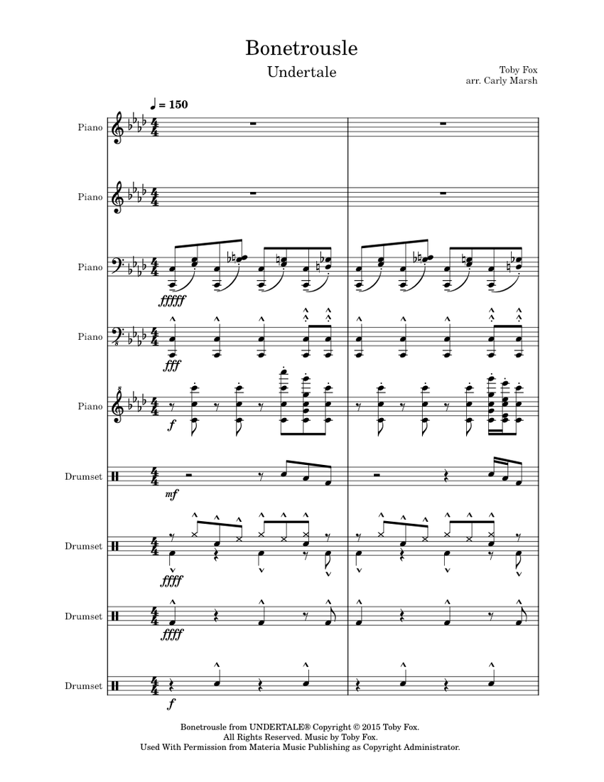 Bonetrousle – Toby Fox Sheet music for Piano, Drum group (Mixed Ensemble) | Musescore.com