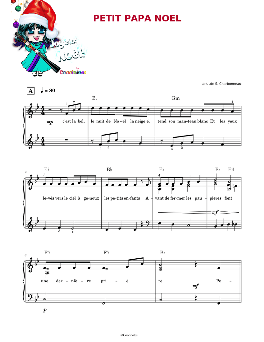 Petit papa noel – Niveau 3 Sheet Music with Chords for Piano (Solo ...
