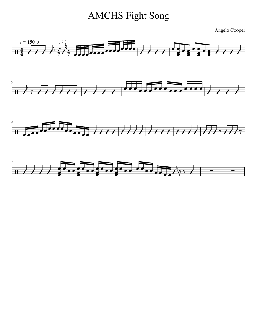AMCHS_Fight_Song_Bass Sheet music for Bass drum (Marching Band ...