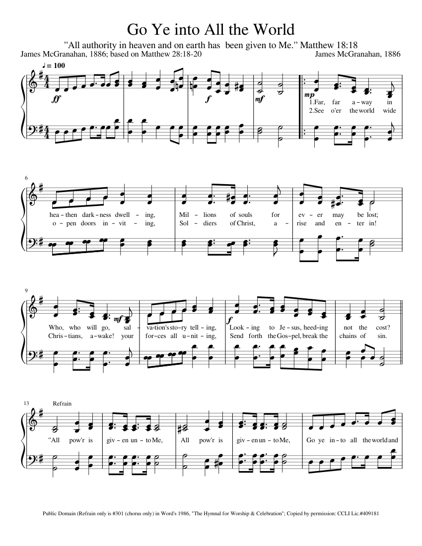 Go Ye into All the World Sheet Music for Piano (Solo) | MuseScore.com