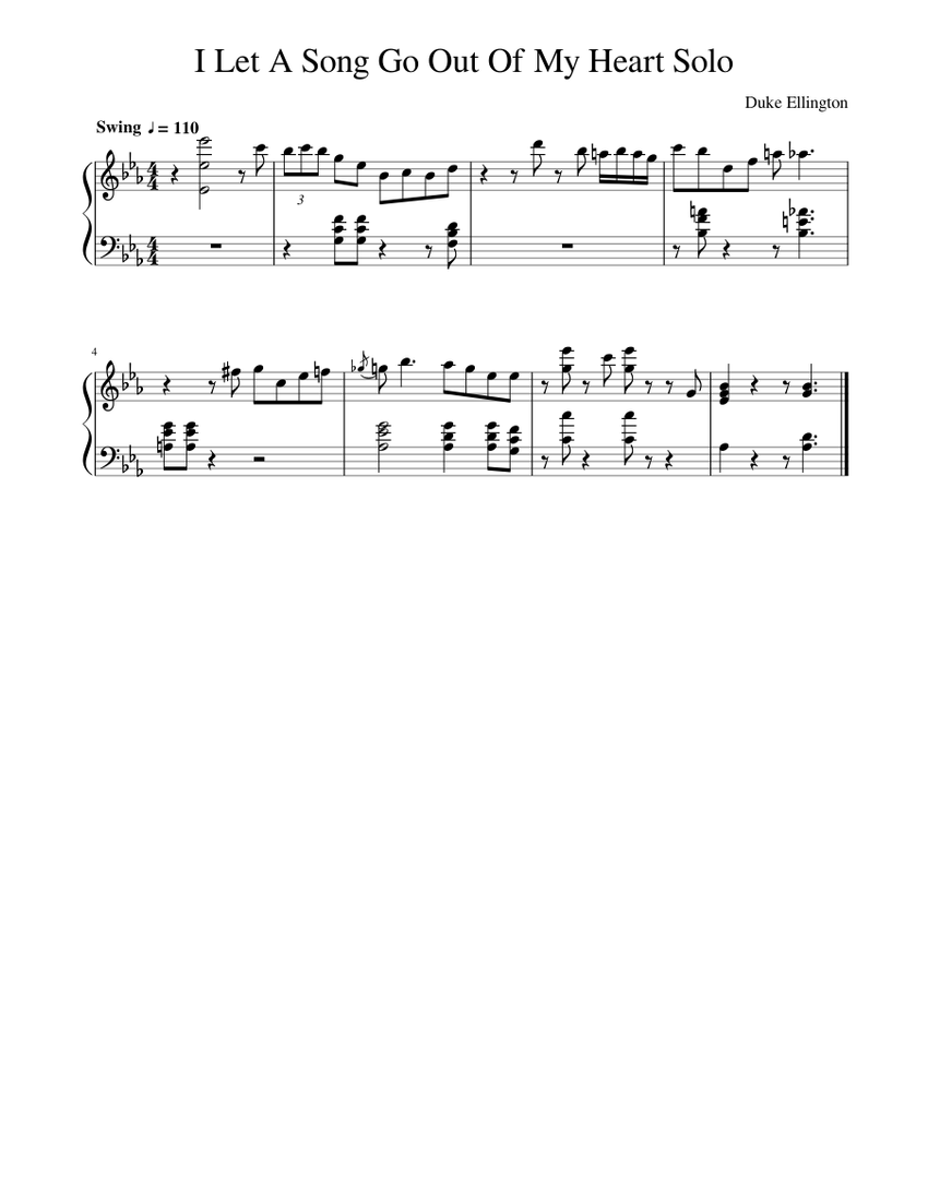 I Let A Song Go Out Of My Heart Solo Sheet music for Piano (Solo) Easy ...