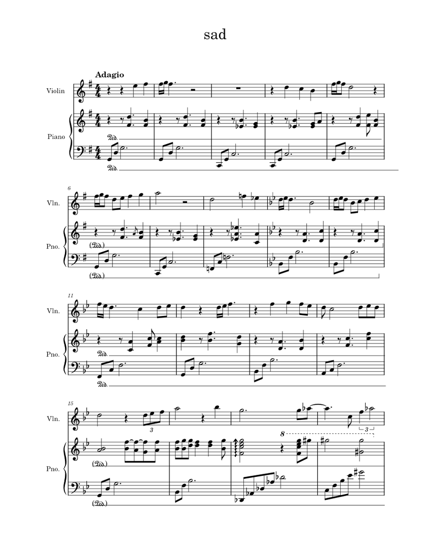 sad Sheet music for Piano, Violin (Solo) | Musescore.com