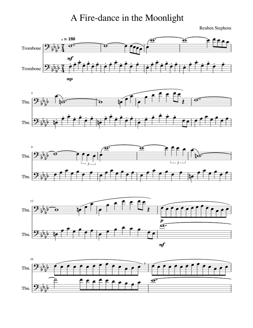 A Fire-Dance in the Moonlight Sheet music for Trombone (Brass Duet ...