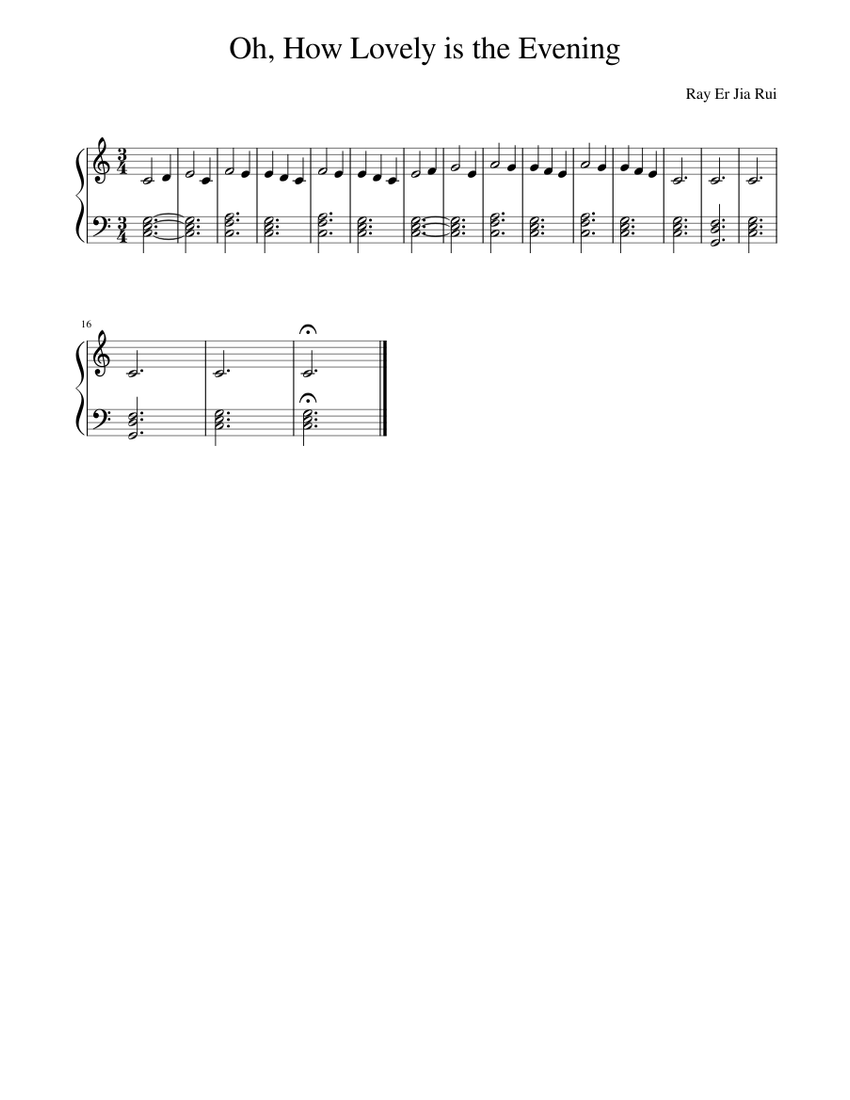 Oh, How Lovely is the Evening Sheet Music for Piano (Solo) Easy ...