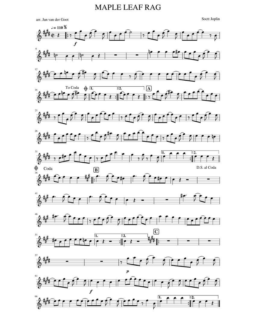 MAPLE_LEAF_RAG Sheet Music for Saxophone alto (Solo) | MuseScore.com