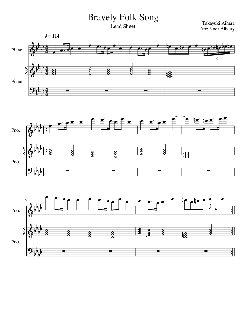 Bravely Folk Song Sheet music for Piano (Piano Duo) | Musescore.com