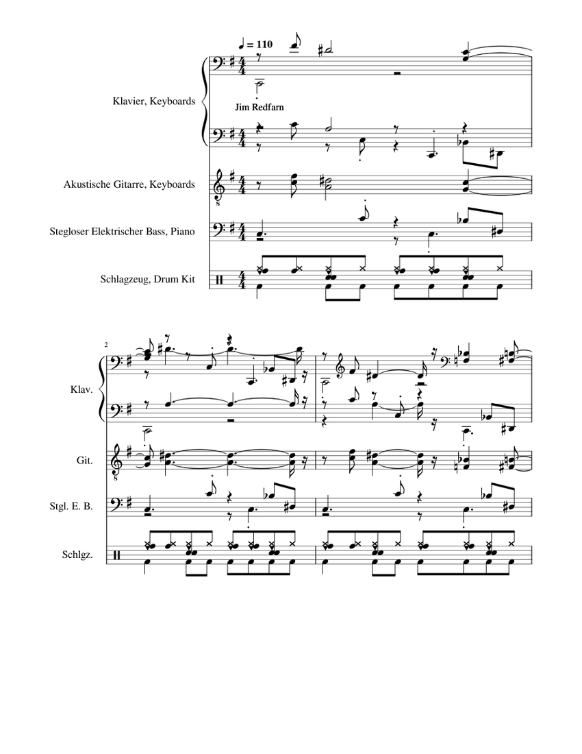 No work song – openTTD Sheet Music for Piano, Guitar, Bass guitar, Drum group (Mixed Ensemble ...
