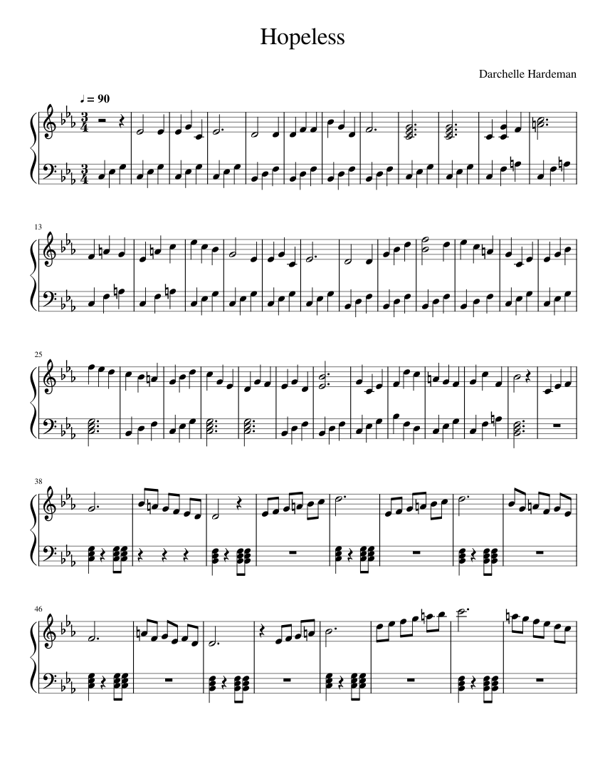 Hopeless Sheet music for Piano (Solo) Easy | Musescore.com