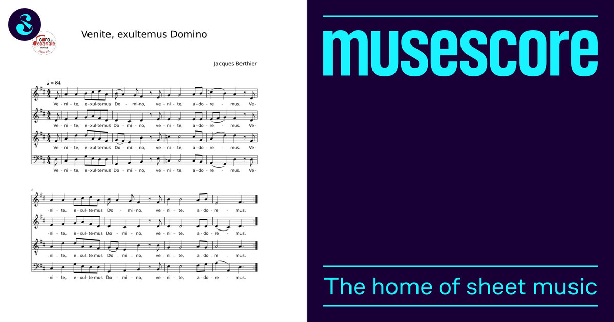 Venite Exultemus Domino Sheet Music for Flute, Oboe, Bassoon, Harp ...