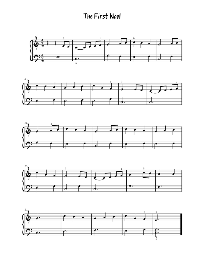 The First Noel Sheet music for Piano (Solo) Easy | Musescore.com