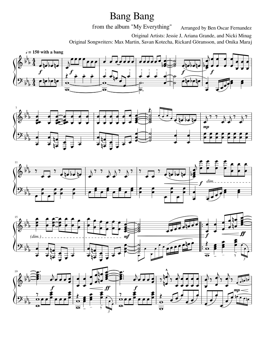 Bang Bang by Jessie J [Piano] Sheet Music for Piano (Solo) | MuseScore.com