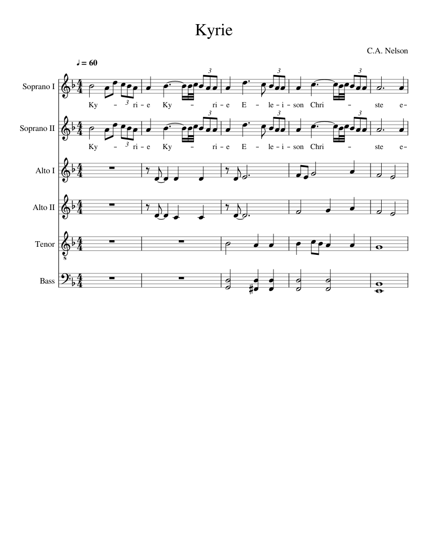 Kyrie Sheet music for Violin, Viola, Cello (String Sextet) | Musescore.com