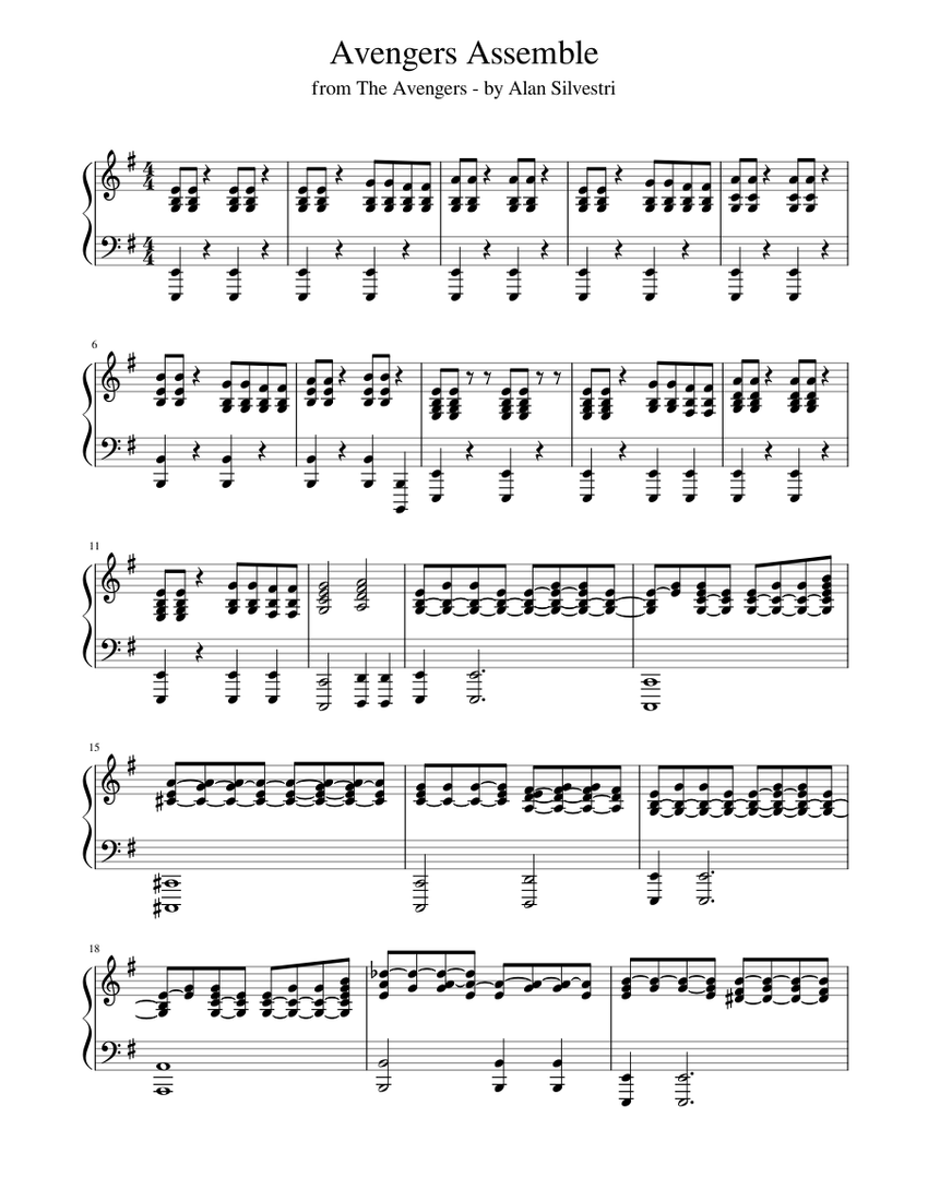 Avengers Assemble Sheet Music for Piano (Solo) easy | MuseScore.com