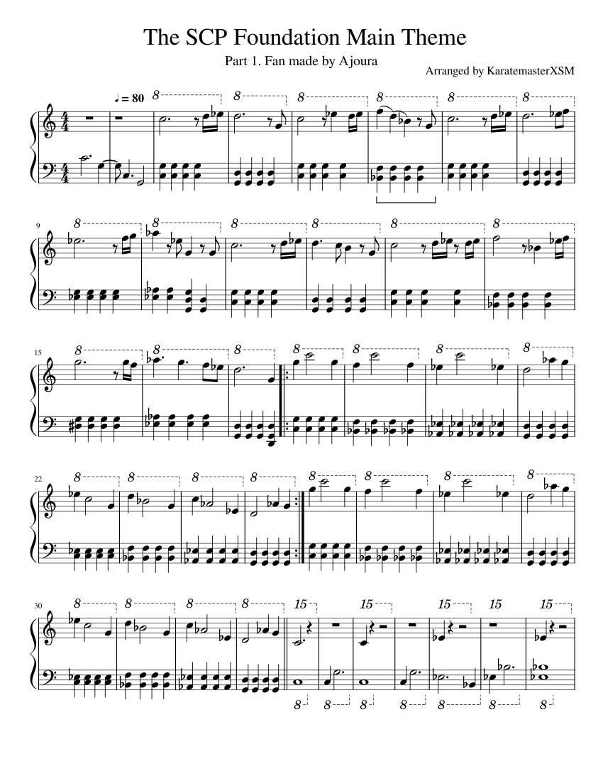 The SCP Foundation Main Theme (Part 1) Sheet Music for Piano (Solo ...