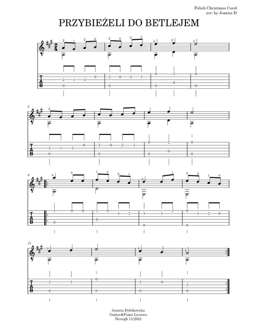 Misc Tunes – Misc tunes Przybieżeli do Betlejem (easy guitar, tabs ...