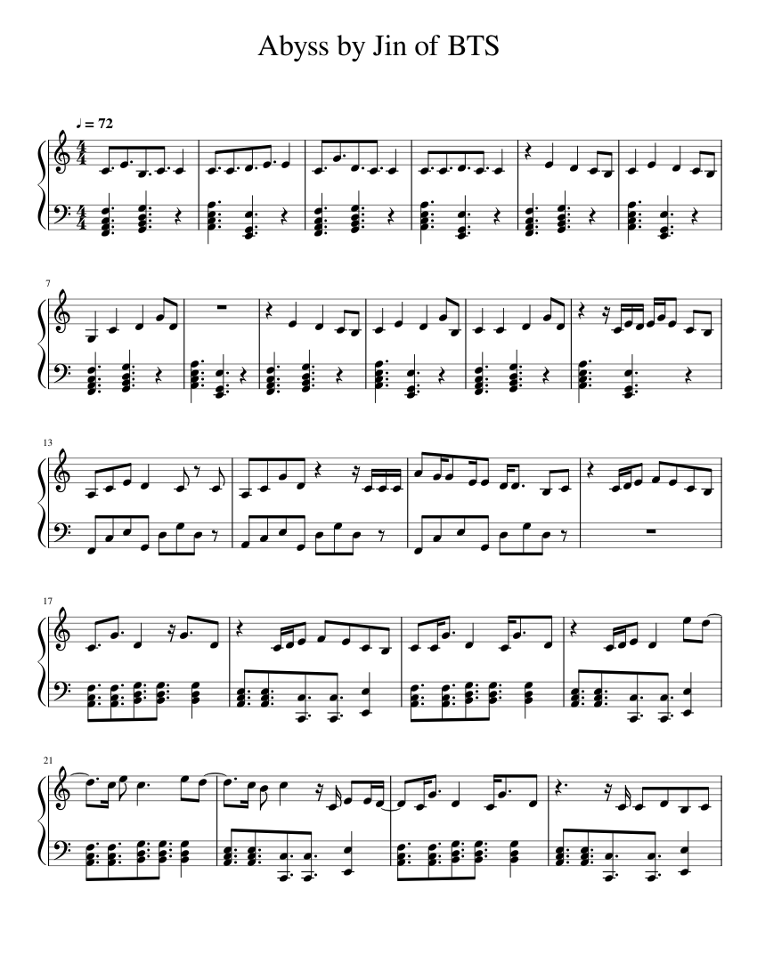 Abyss by Jin of BTS Sheet music for Piano (Solo) | Musescore.com