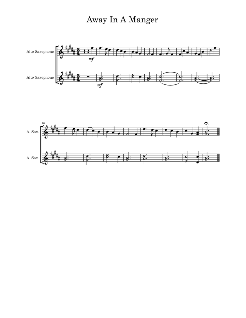 Away in a manger – Misc Christmas Away In A Manger Sheet music for ...