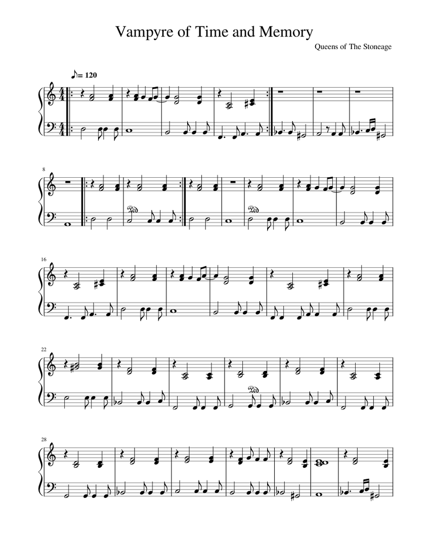 The vampyre of time and memory – Queens of the Stone Age Sheet music ...