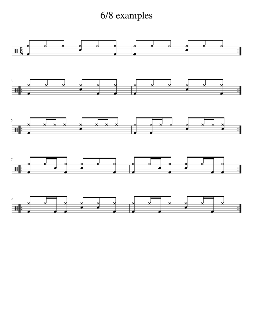 6_8_examples Sheet music for Drum group (Solo) | Musescore.com