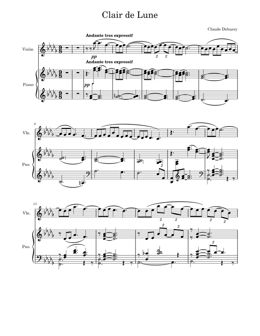 Clair de lune sheet music store